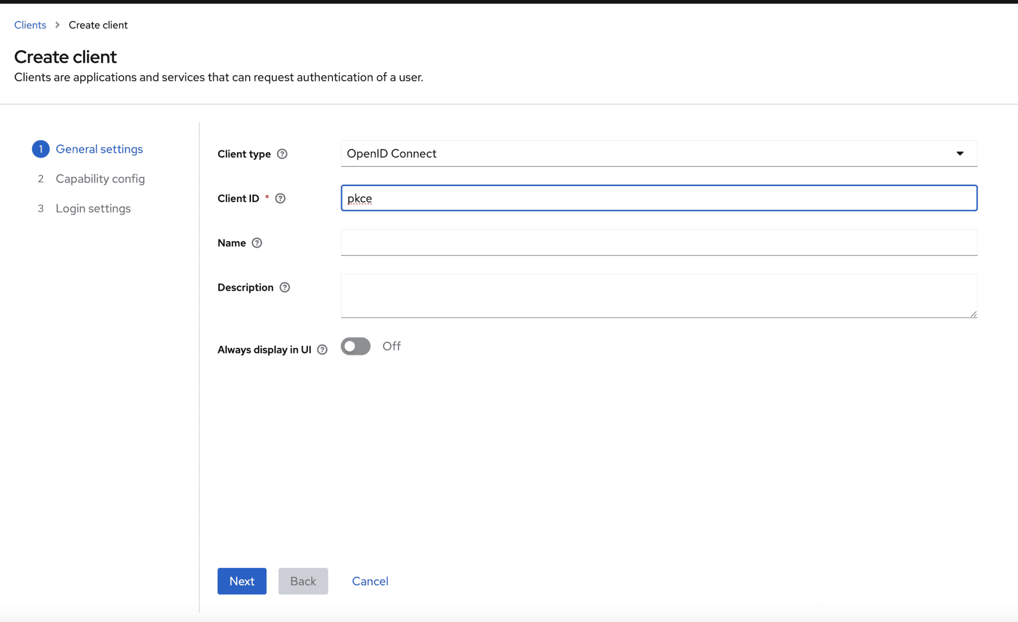 Keycloak: How To Create A PKCE Authorization Flow Client?