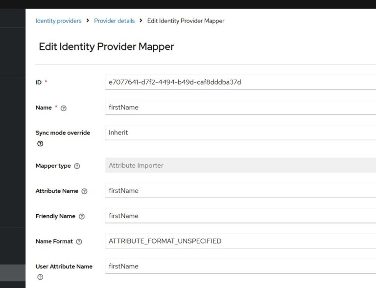 Attribute Mapping when using Keycloak as a SAML SP